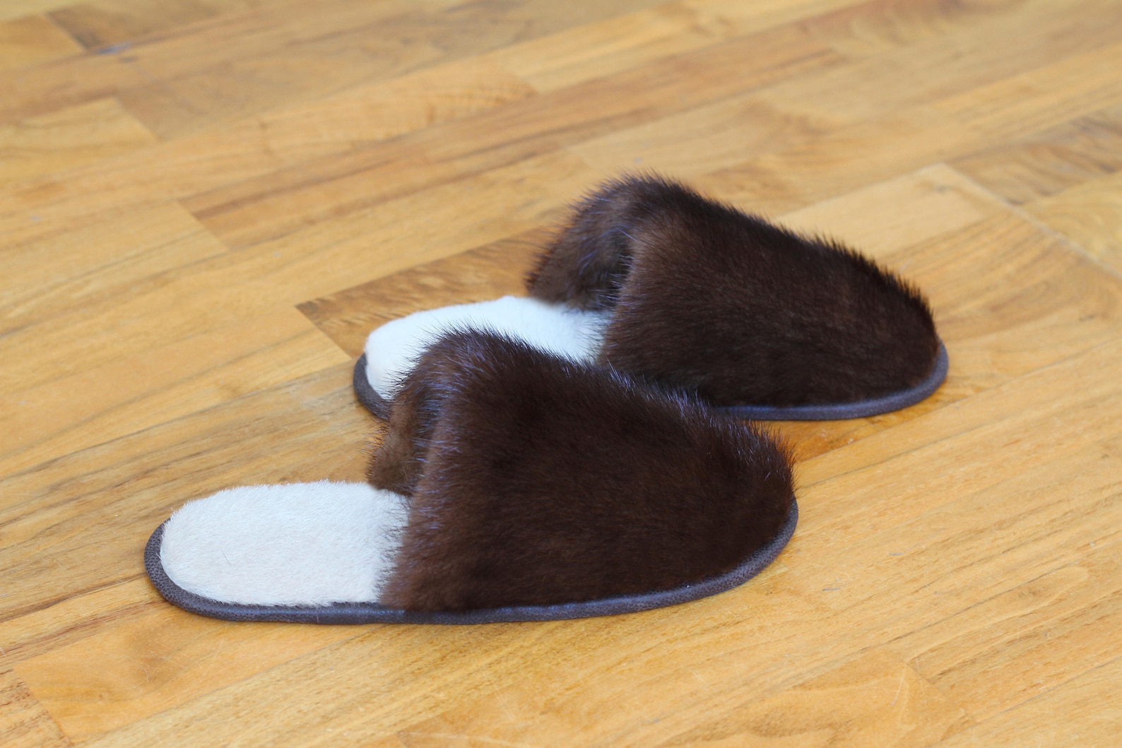 Fur Slippers For Women Real Brown Fur Original Mink Fur Etsy