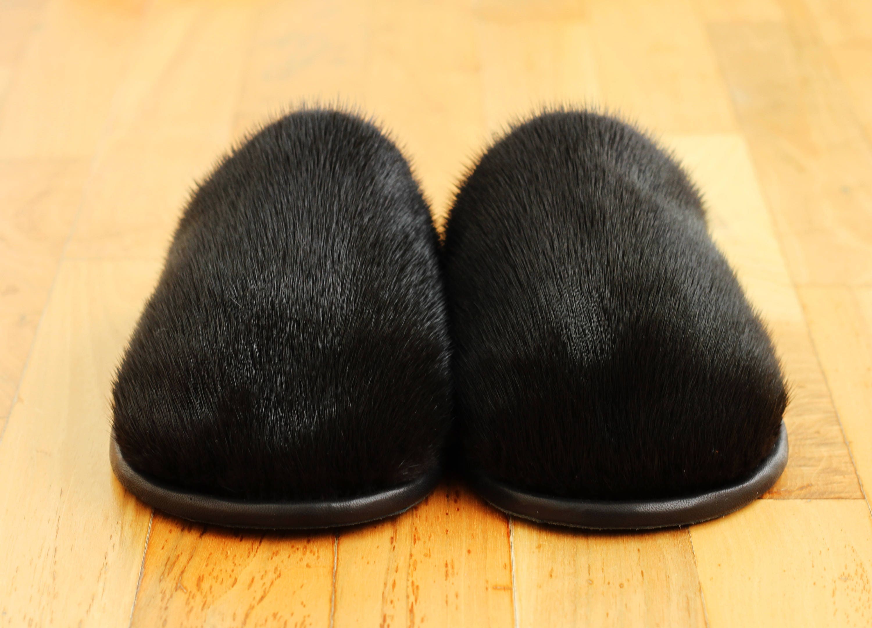 Real Fur Slippers for Women Real Black Mink Fur Street | Etsy