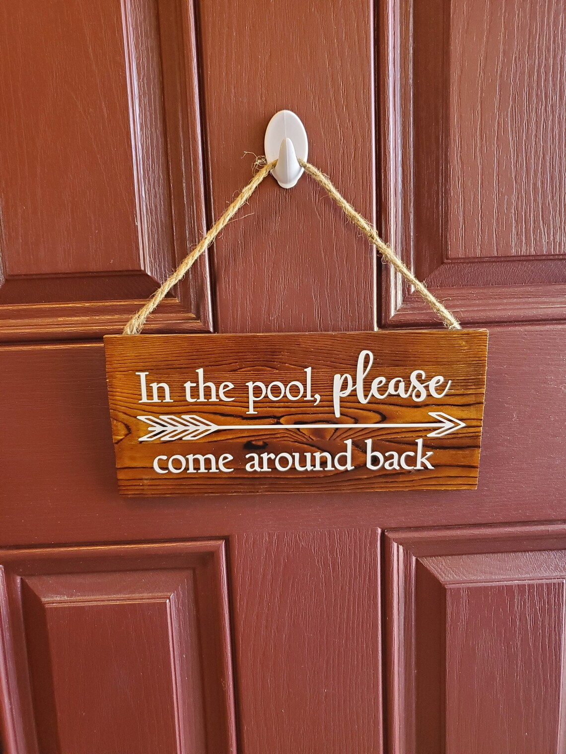 In the Pool, Please Come Around Back Rustic Barn Wood Pine Plank Sign ...