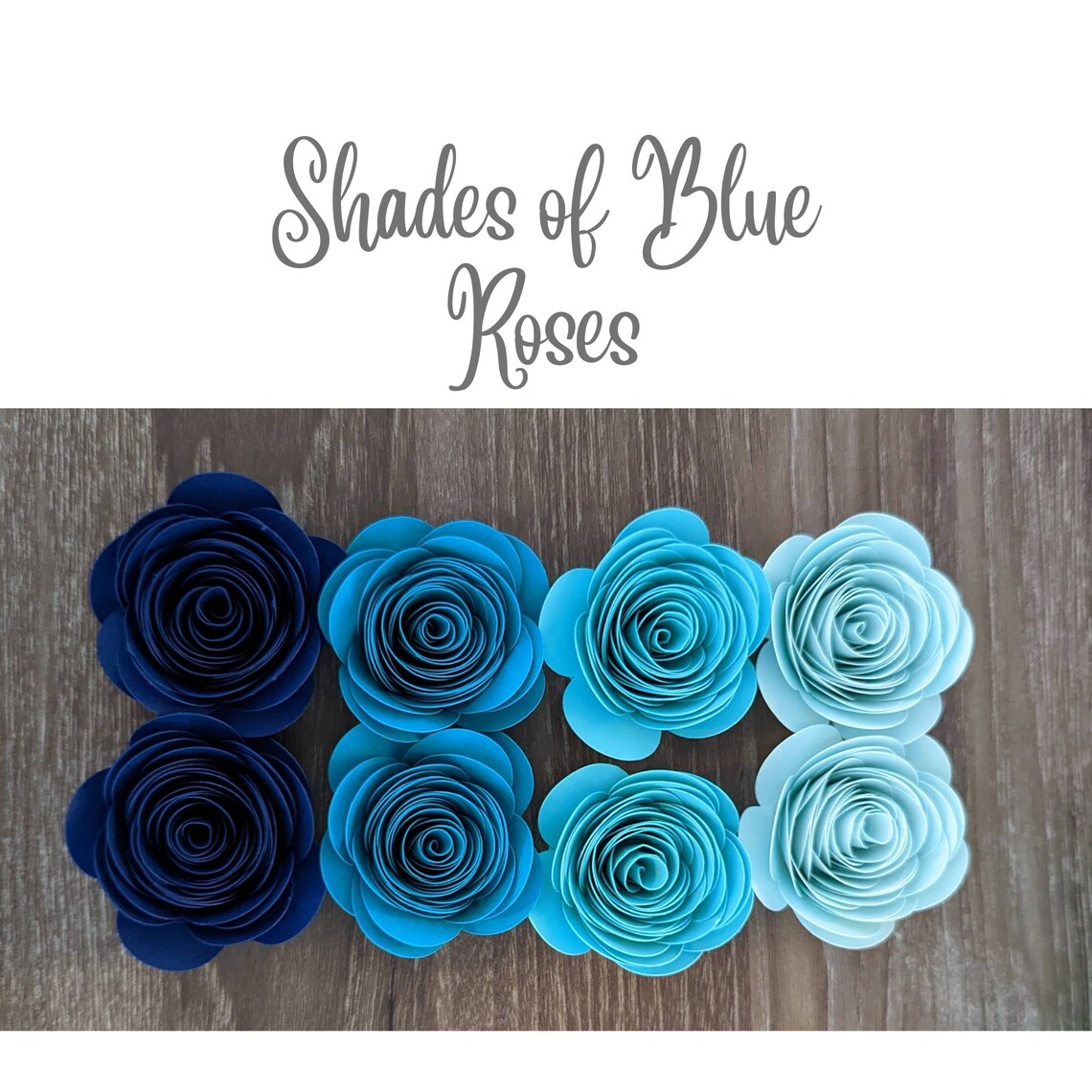 20 Piece Blue Paper Flowers Set for Decor and Craft Projects, Rolled ...