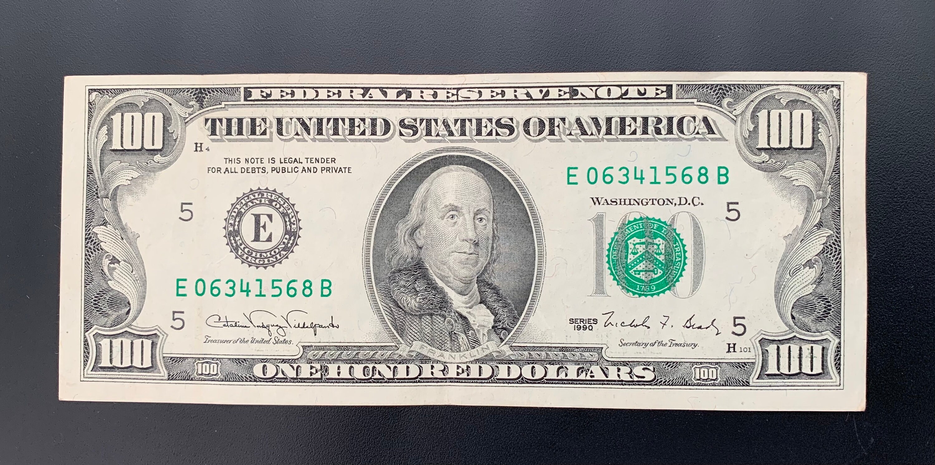 1990 One Hundred Dollar Federal Reserve Note E 06341568 B - Etsy