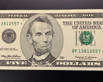 Rare 1928 Star Note Series Five Dollar Red Note Nicely Circulated - Etsy