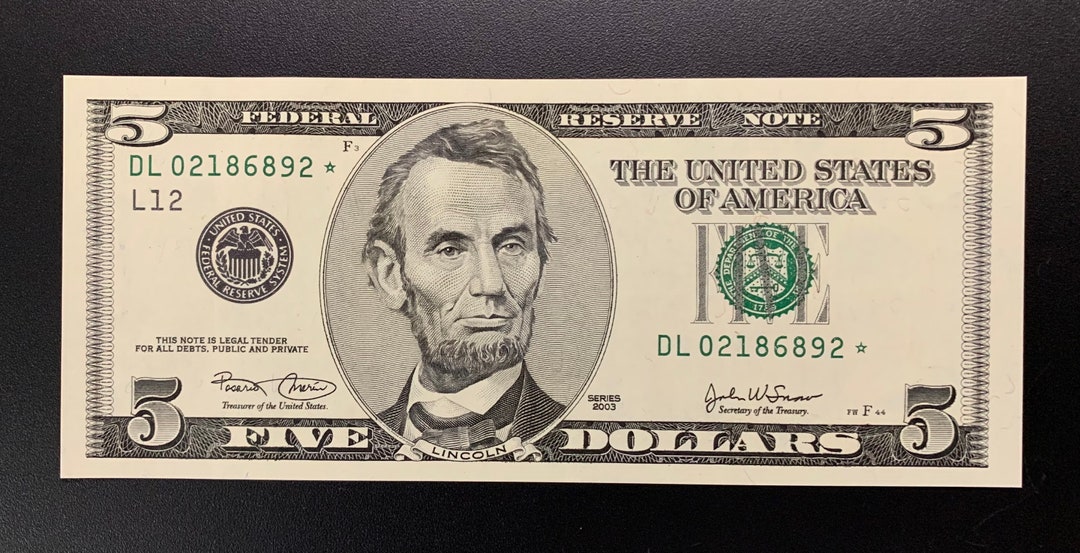 2003 Five Dollar Star Note DL 02186892 - Etsy