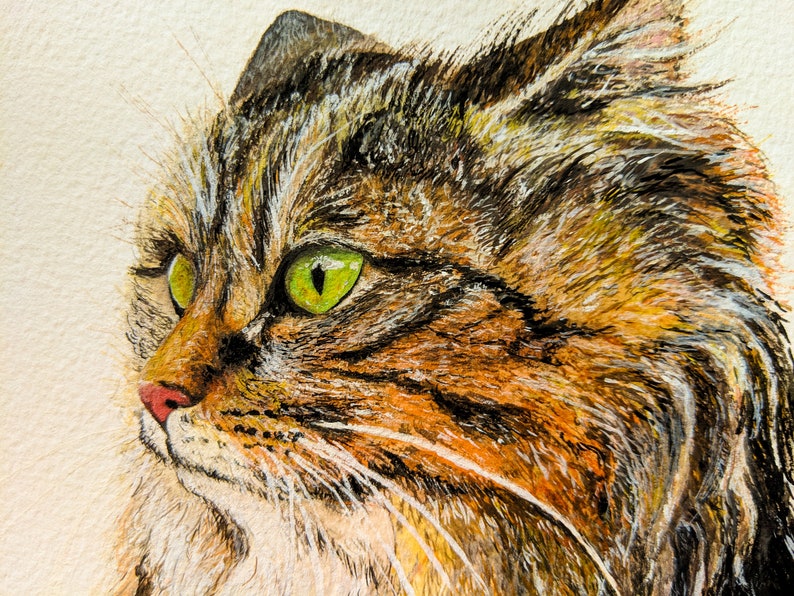Watercolor Cat Art Maine Coon Cat Painting Cat Art Cat - Etsy