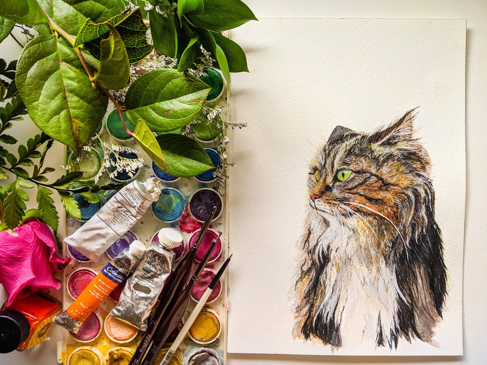 Watercolor Cat Art Maine Coon Cat Painting Cat Art Cat - Etsy