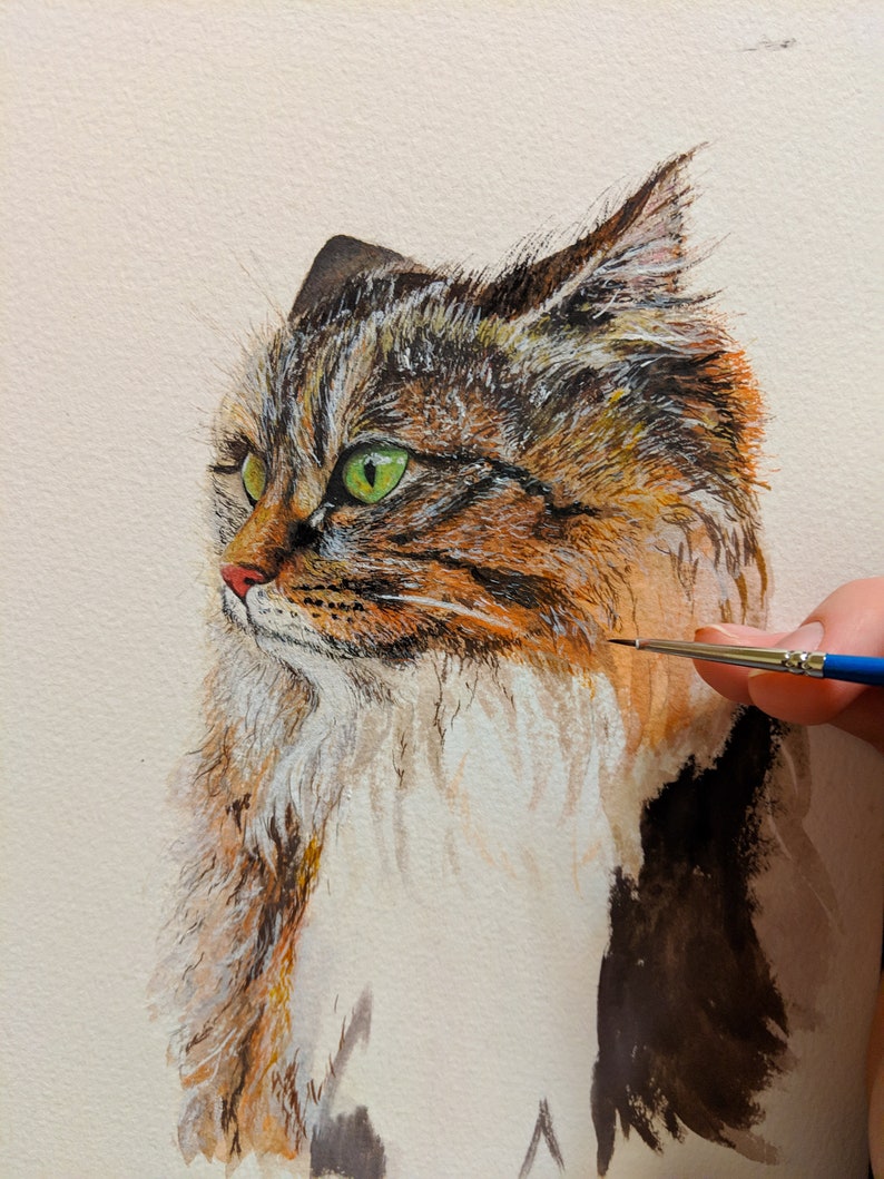 Watercolor Cat Art Maine Coon Cat Painting Cat Art Cat - Etsy