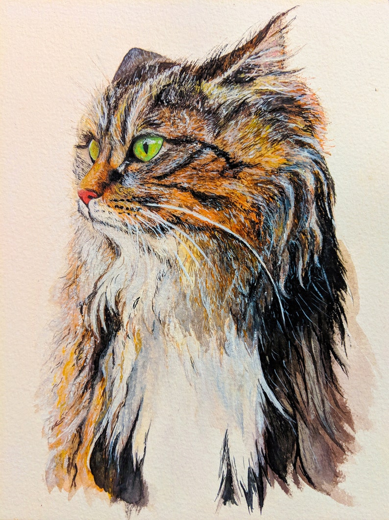 Watercolor Cat Art Maine Coon Cat Painting Cat Art Cat - Etsy