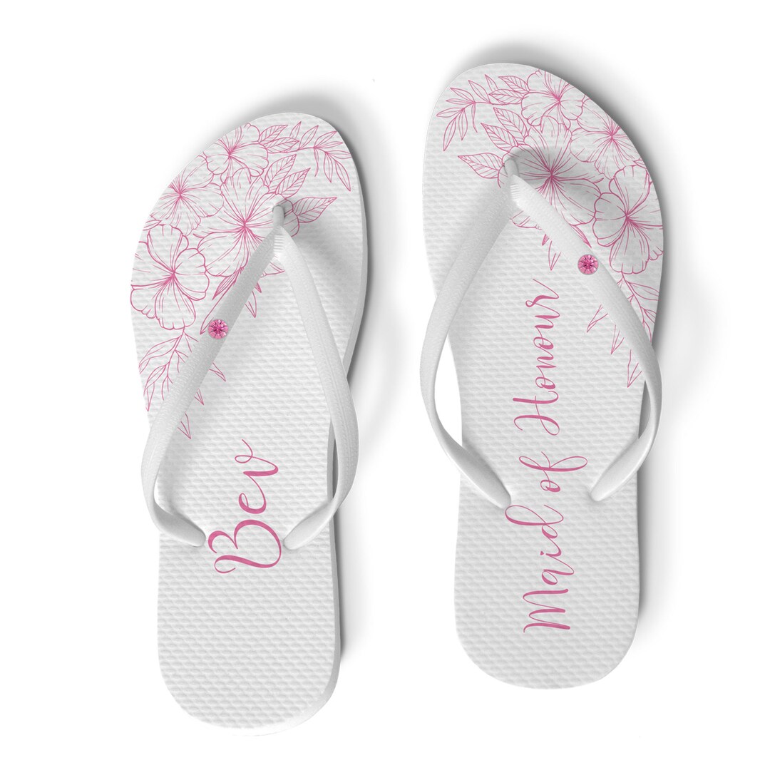 Personalised Gemstone Flip Flops Wedding Flip Flops Bride Bridesmaid ...
