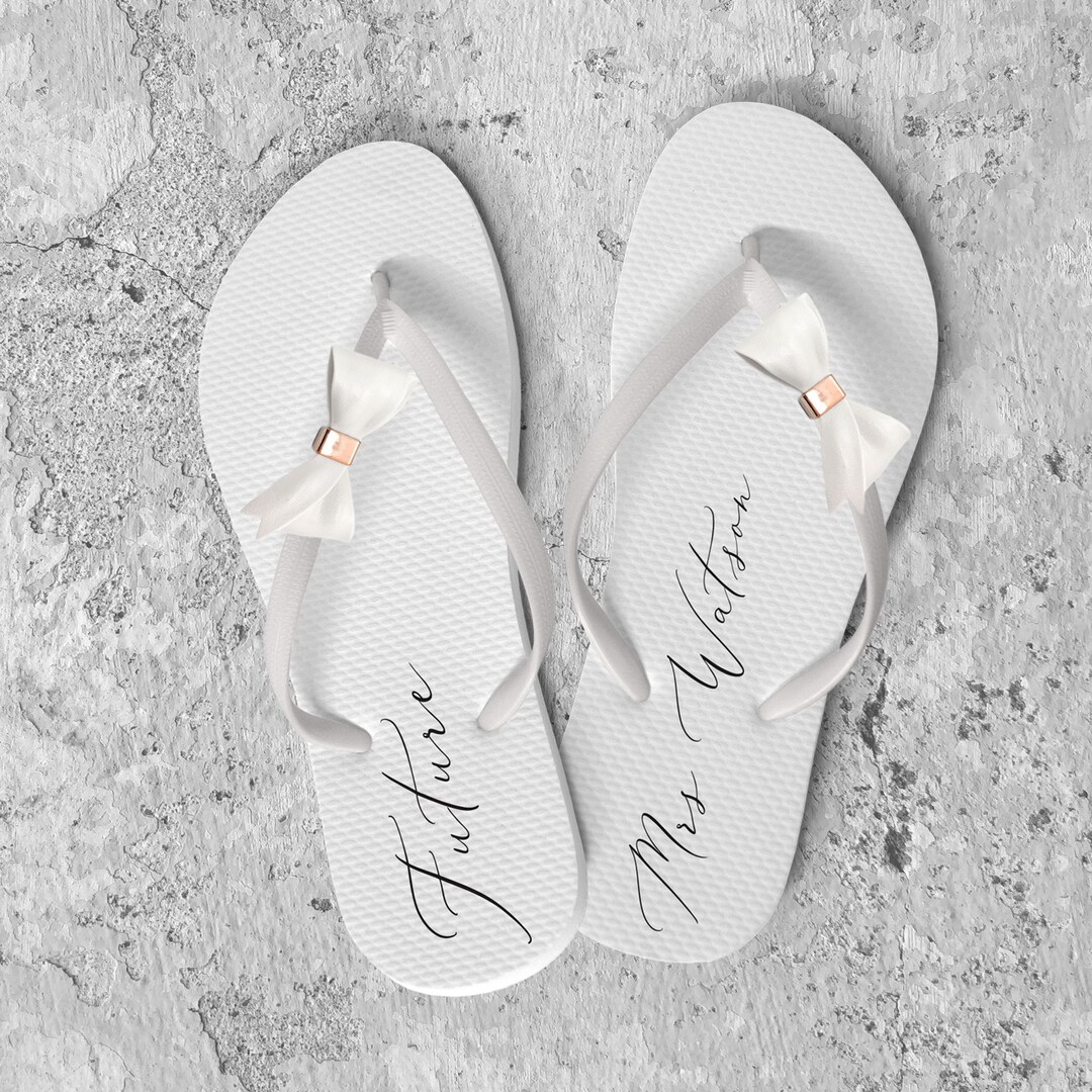 Future Mrs Personalised Flip Flops Elegant Bow Slippers Custom Name ...