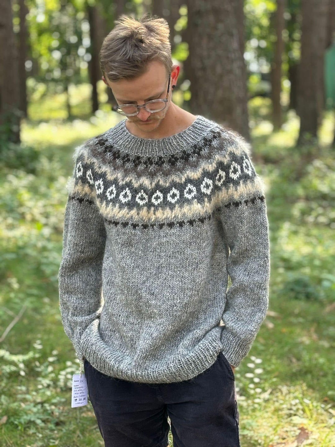 Gray Color Iceland Type Sweater, Norwegian Style Jumper, Fair Isle ...