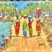 Modern, Colourful Painting of Ladies in an African Village by Barry ...