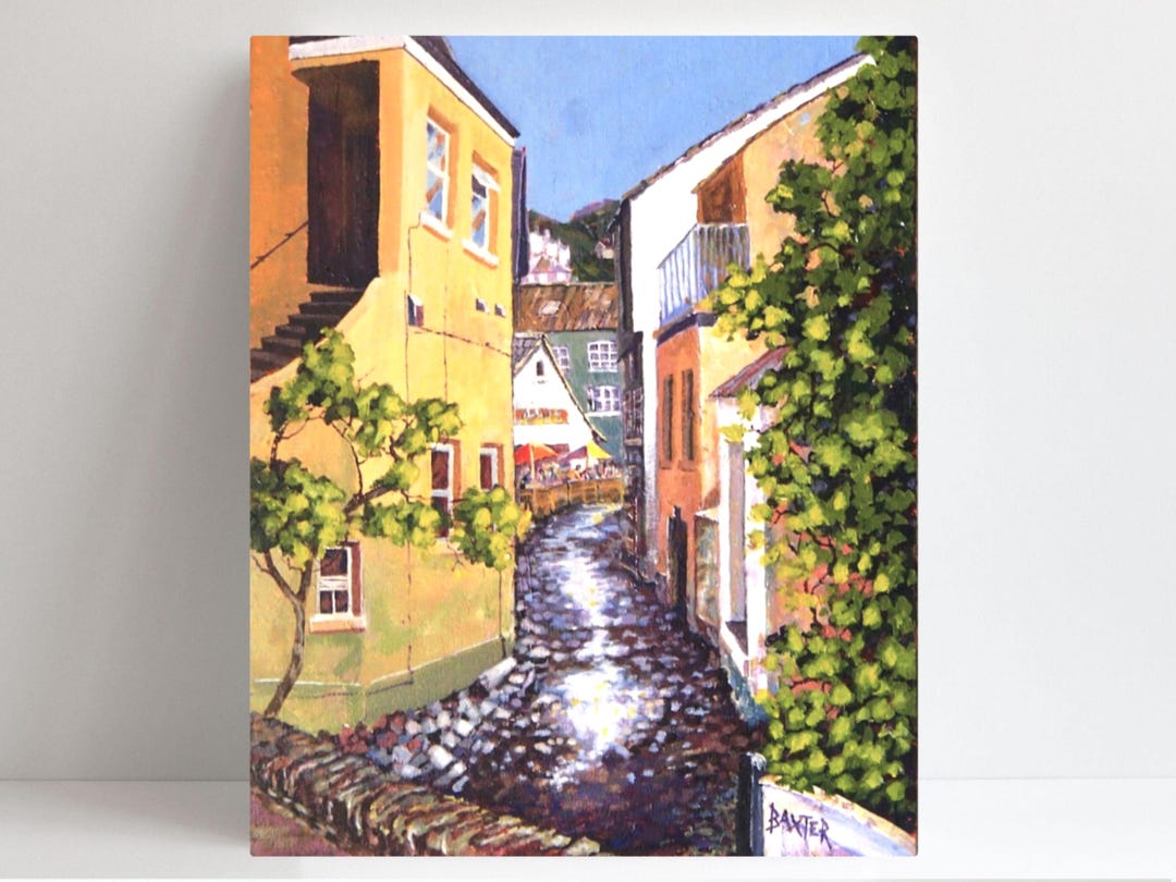 Unique Street Scene Painting of Polperro Village, Cornwall Art by Barry ...
