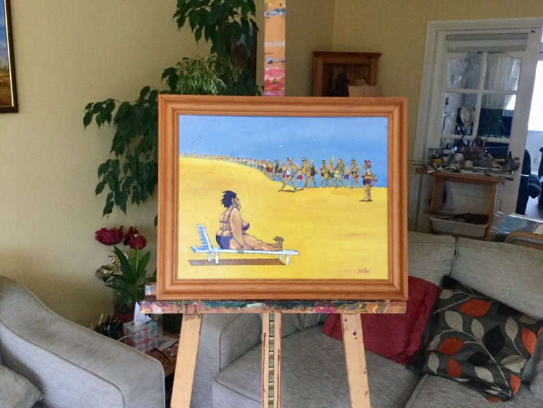 No Print Humorous Painting 4 of a Cartoon Beach Scene in Sunshine by ...