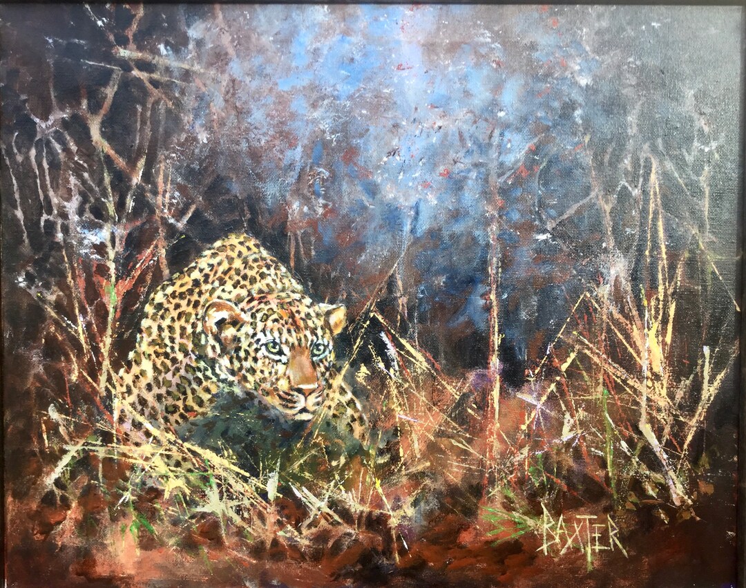 One off Painting of a Stalking Leopard by Barry Baxter, Not a Print ...