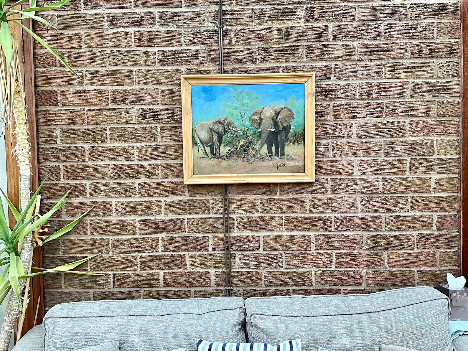 No Print Original Oil Painting of Two Elephants in the African Bush by ...