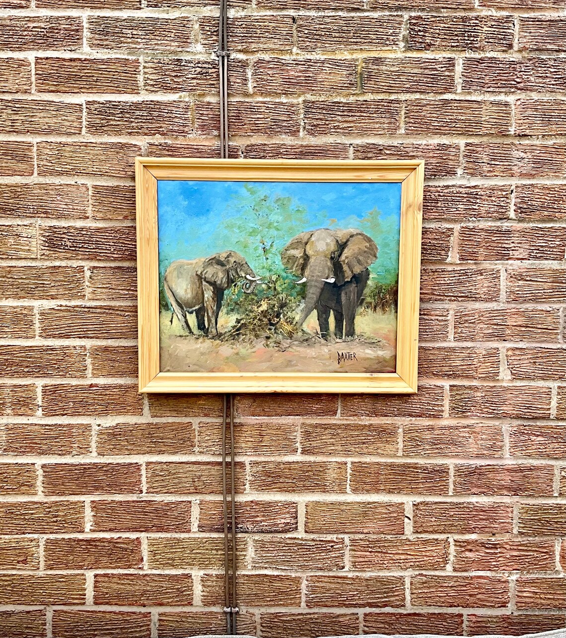 No Print Original Oil Painting of Two Elephants in the African Bush by ...