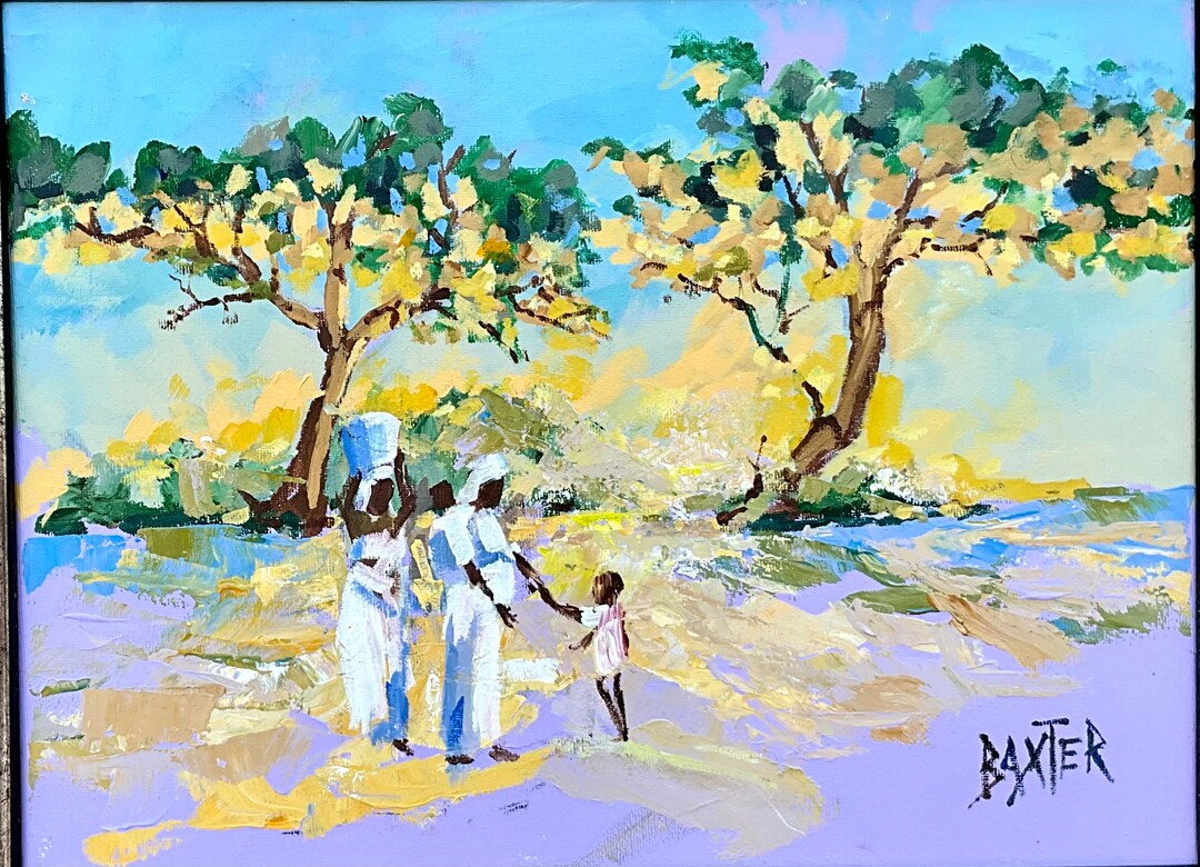 No Print Original Painting of a Small Group of People in Africa by ...