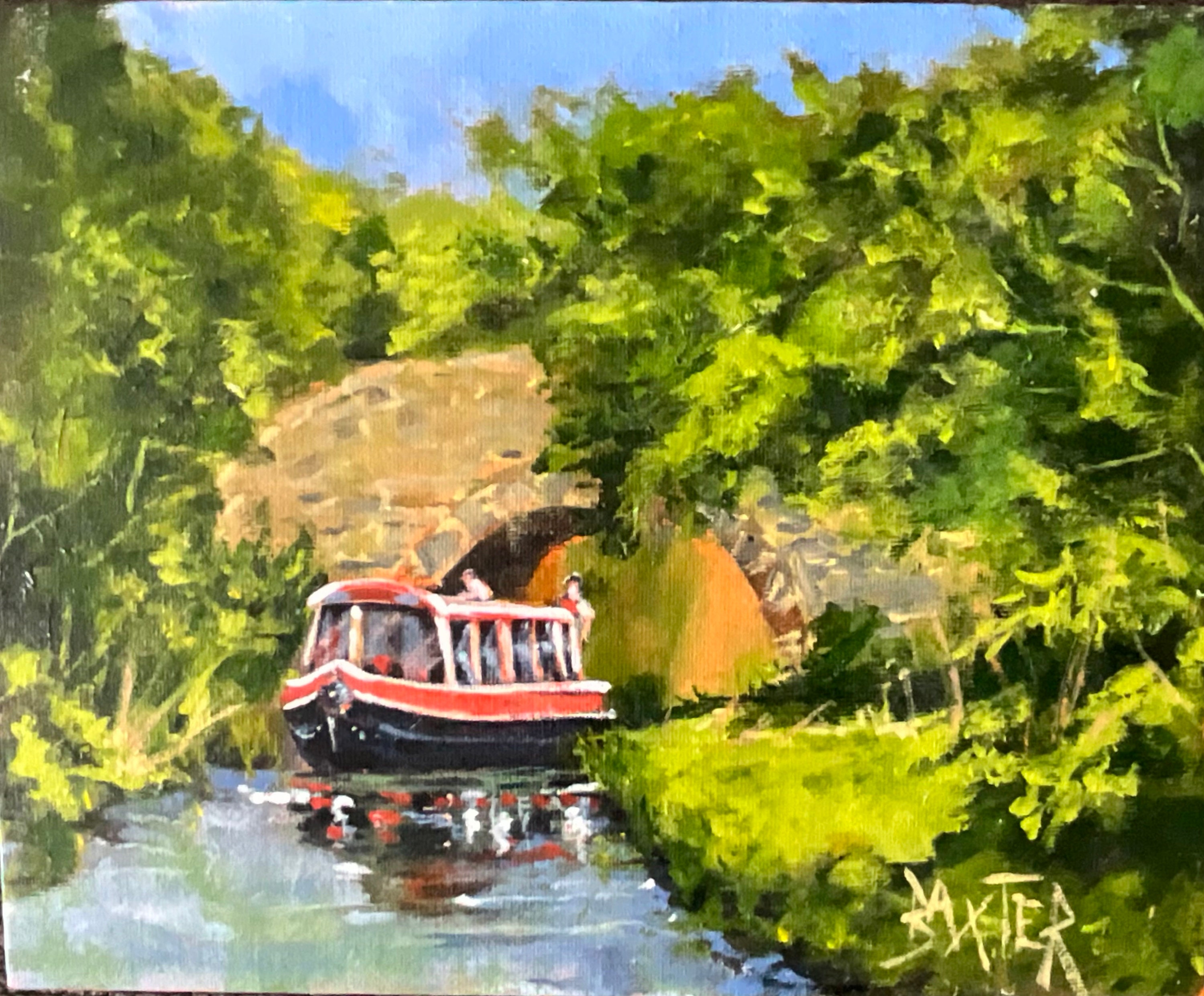 No Print Original Painting of a Narrow Boat in Woodland Area of Canal ...