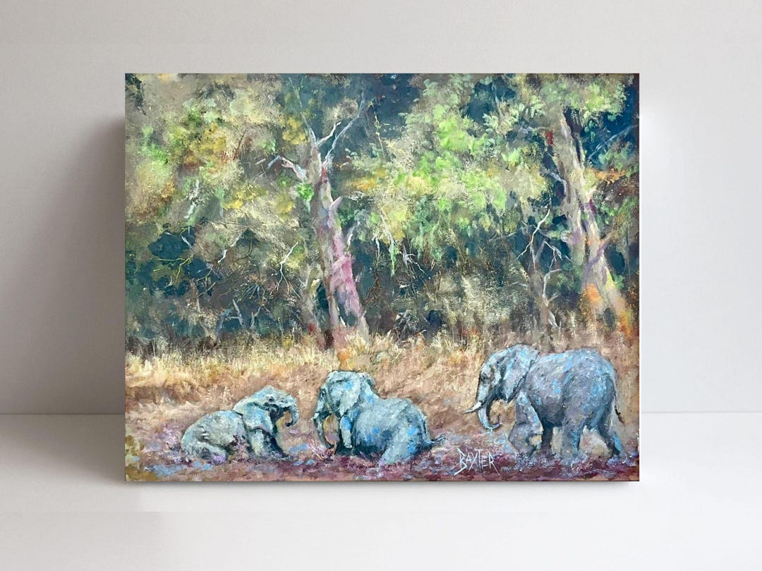Original African Elephants Painting: Unique Wildlife Art by Barry ...