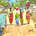 Modern, Colourful Painting of Ladies in an African Village by Barry ...