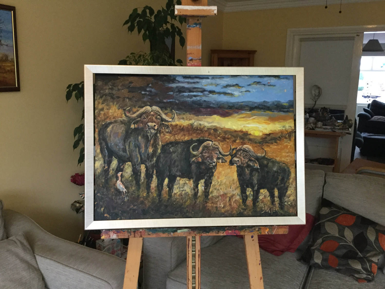 No Print; African Fauna Painting of Three Cape Buffalo by Barry Baxter ...