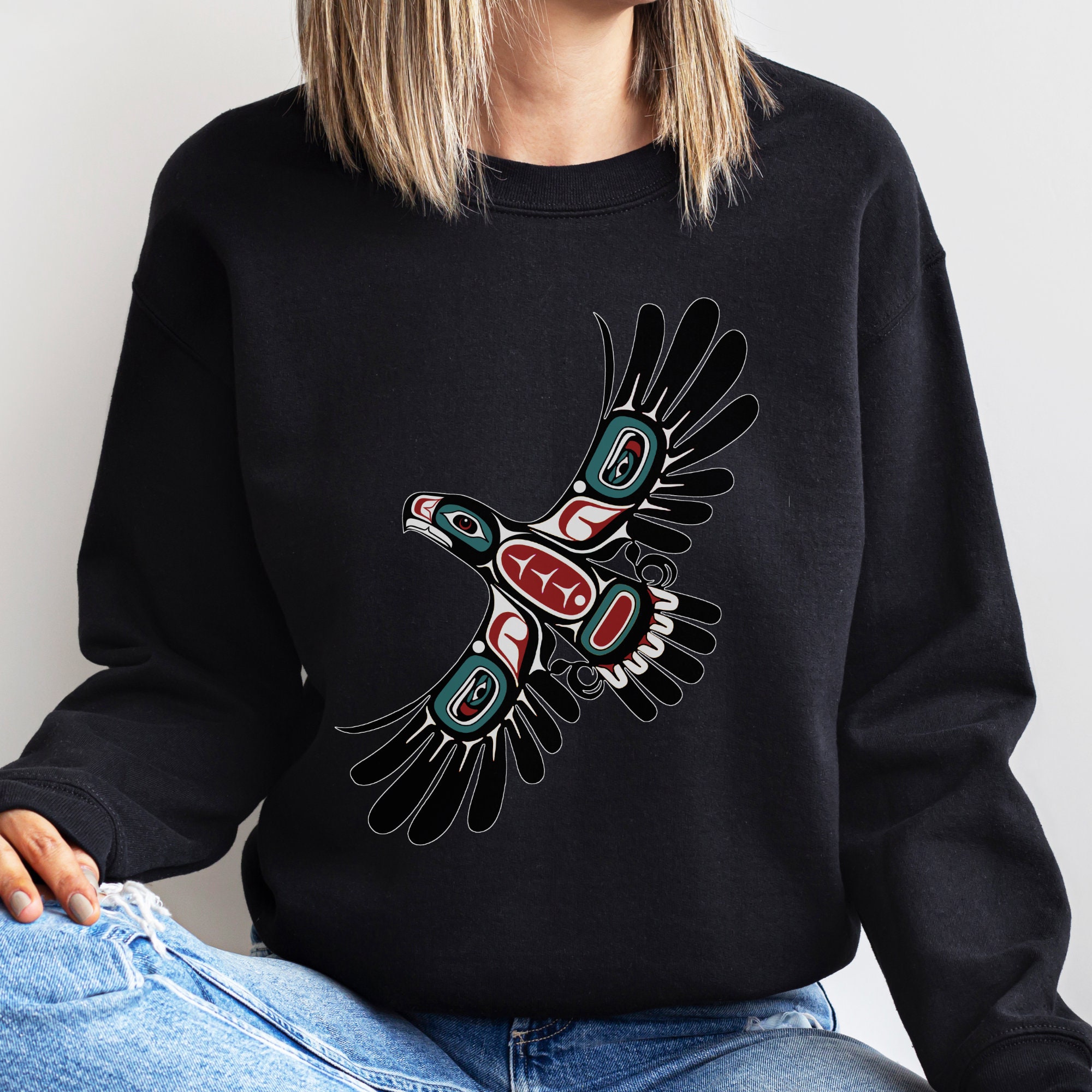 Alaska Native American Art Style Indian Pride Tlingit Eagle Sweatshirt ...