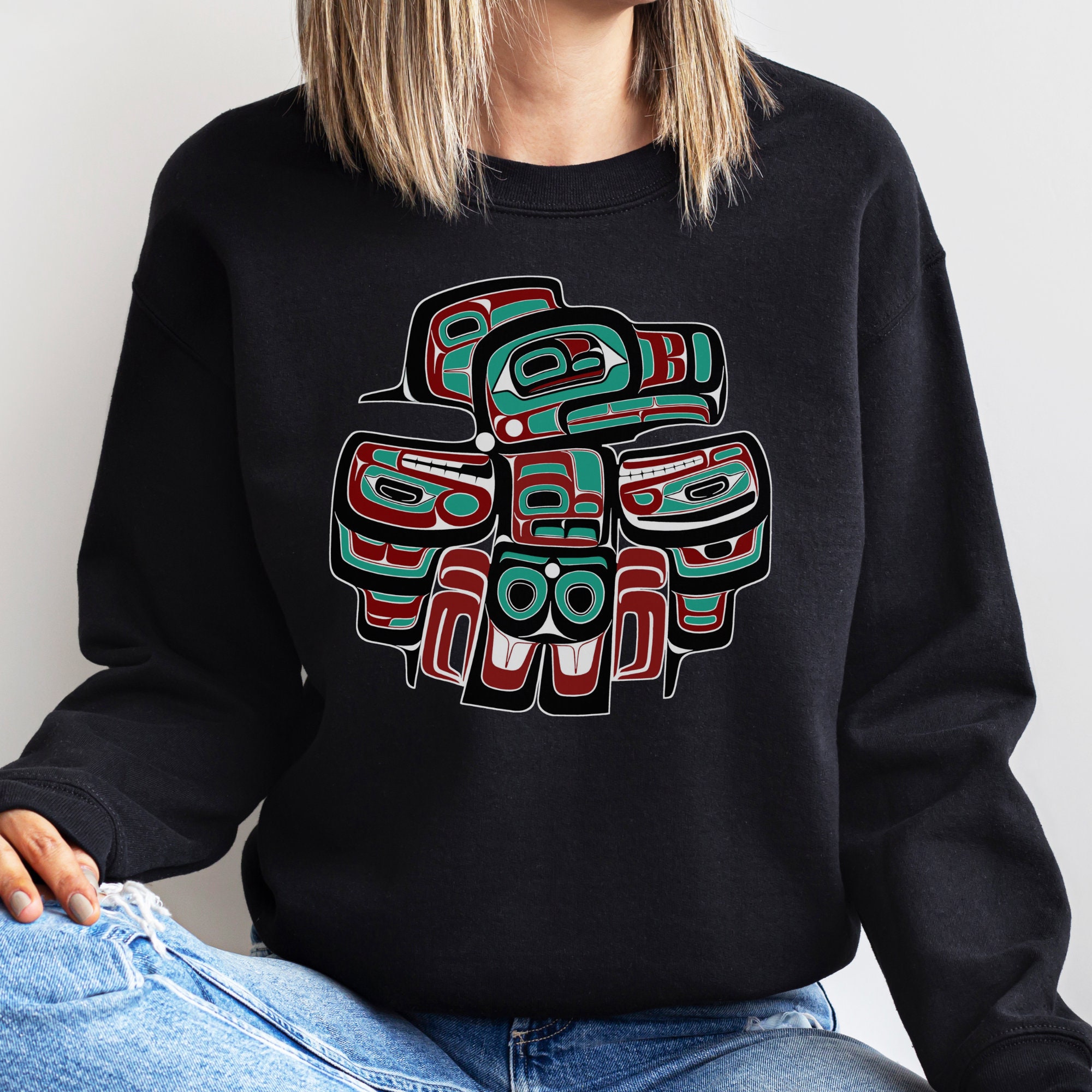 Alaska Native American Art Style Indian Pride Tlingit Eagle Sweatshirt ...