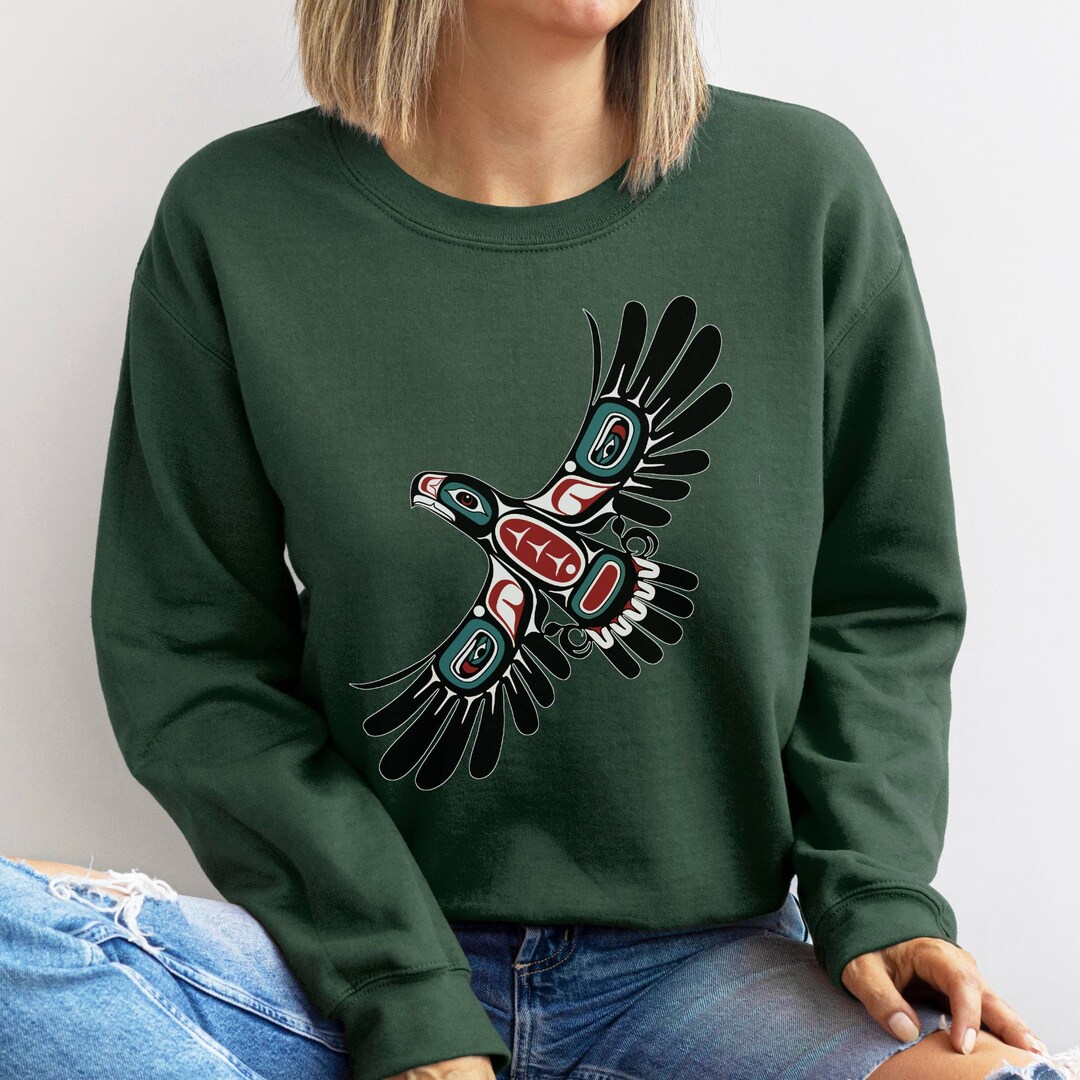 Alaska Native American Art Style Indian Pride Tlingit Eagle Sweatshirt ...