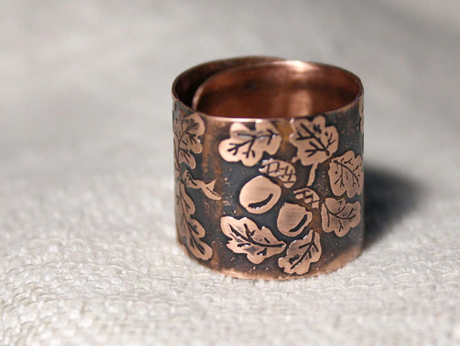 Copper Oak Ring - Acorn and Leaves Ring - Wicca Ring - Witch Ring ...