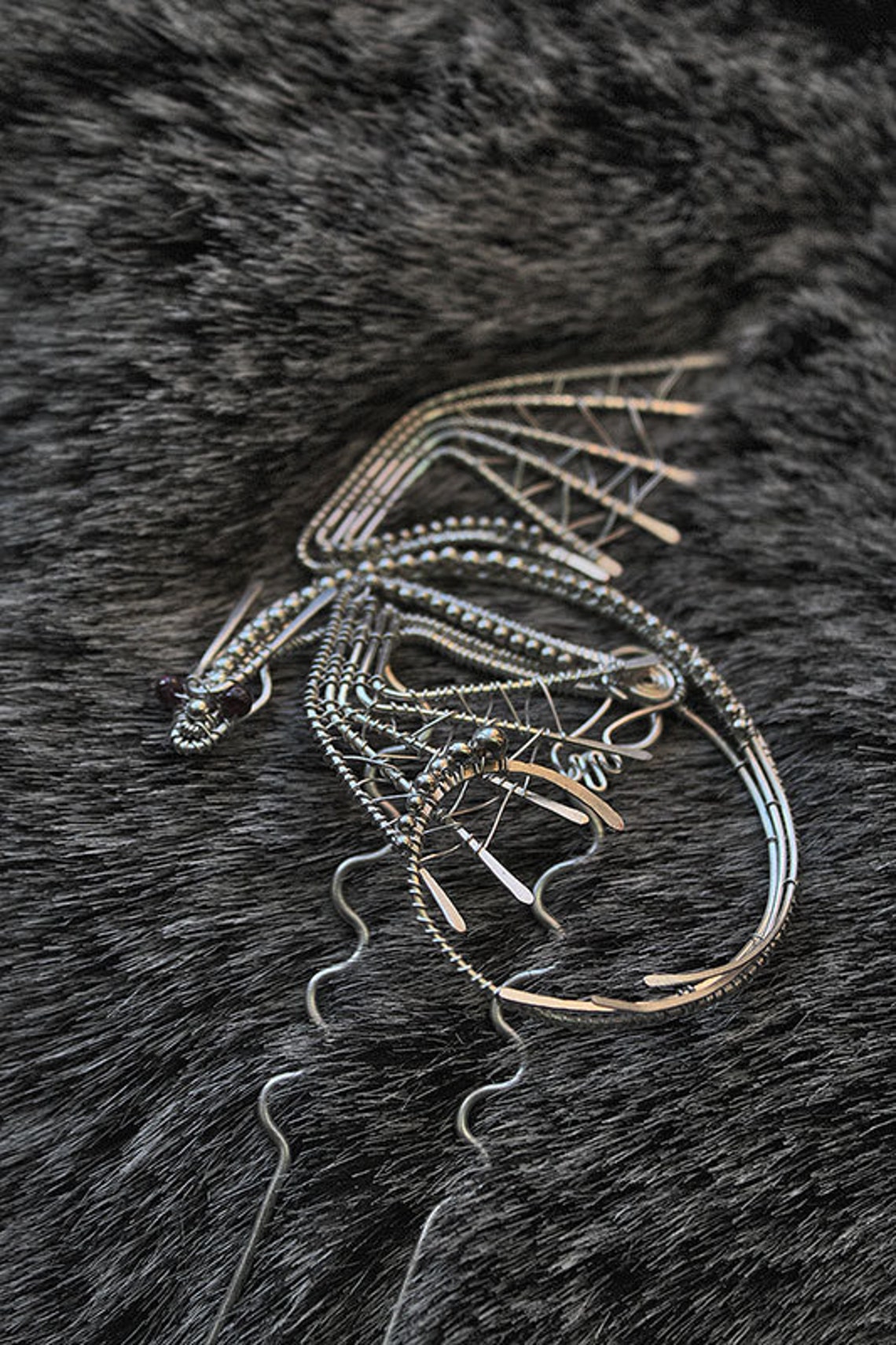 Copper Dragon Hairpin Wirewrapped Dragon Hairpin With | Etsy