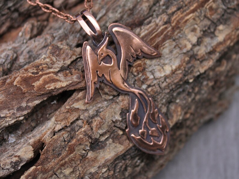 Phoenix Pendant Necklace Rebirth Necklace Fire Bird | Etsy