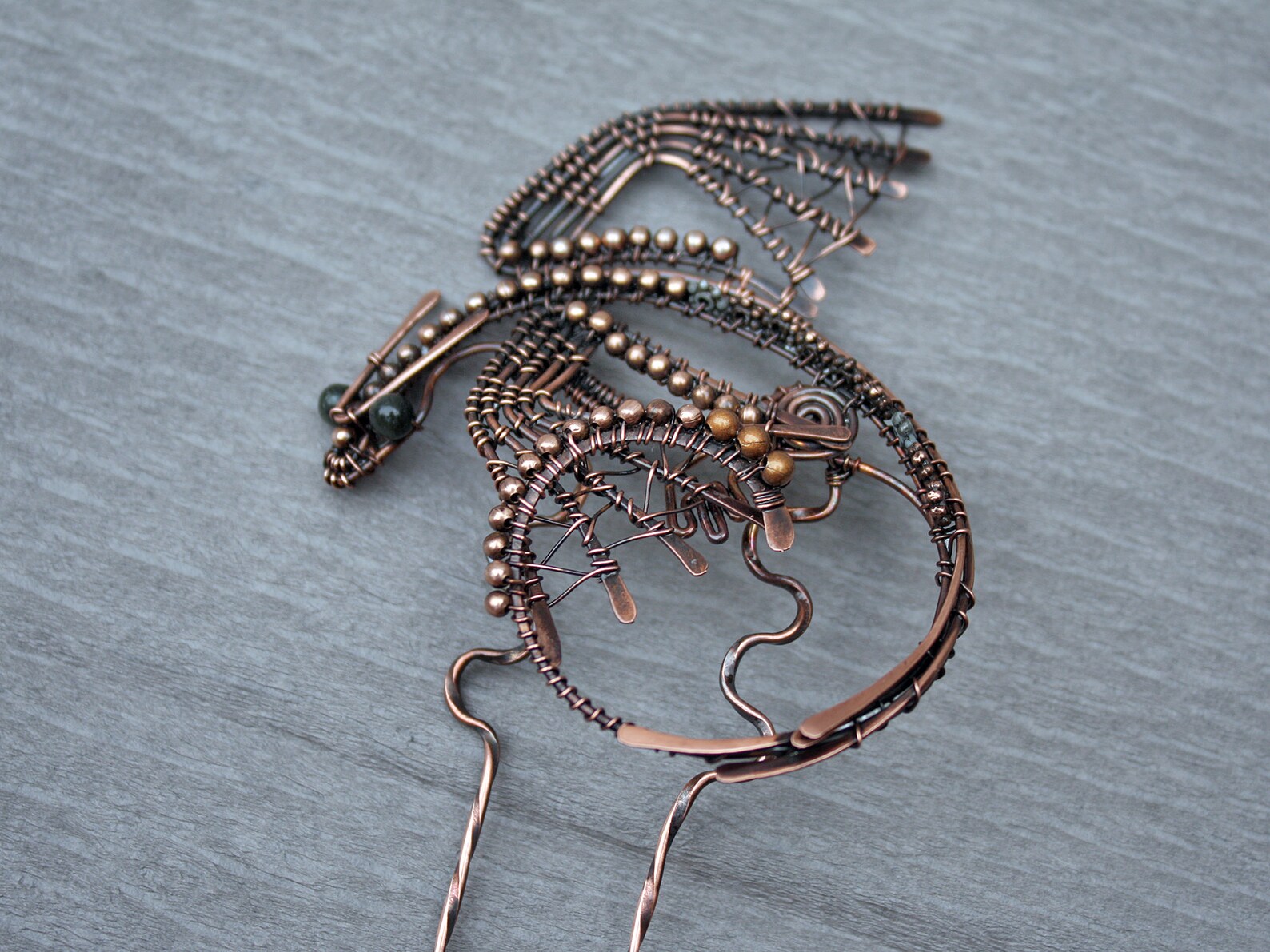 Copper Dragon Hairpin Wirewrapped Dragon Hairpin With | Etsy