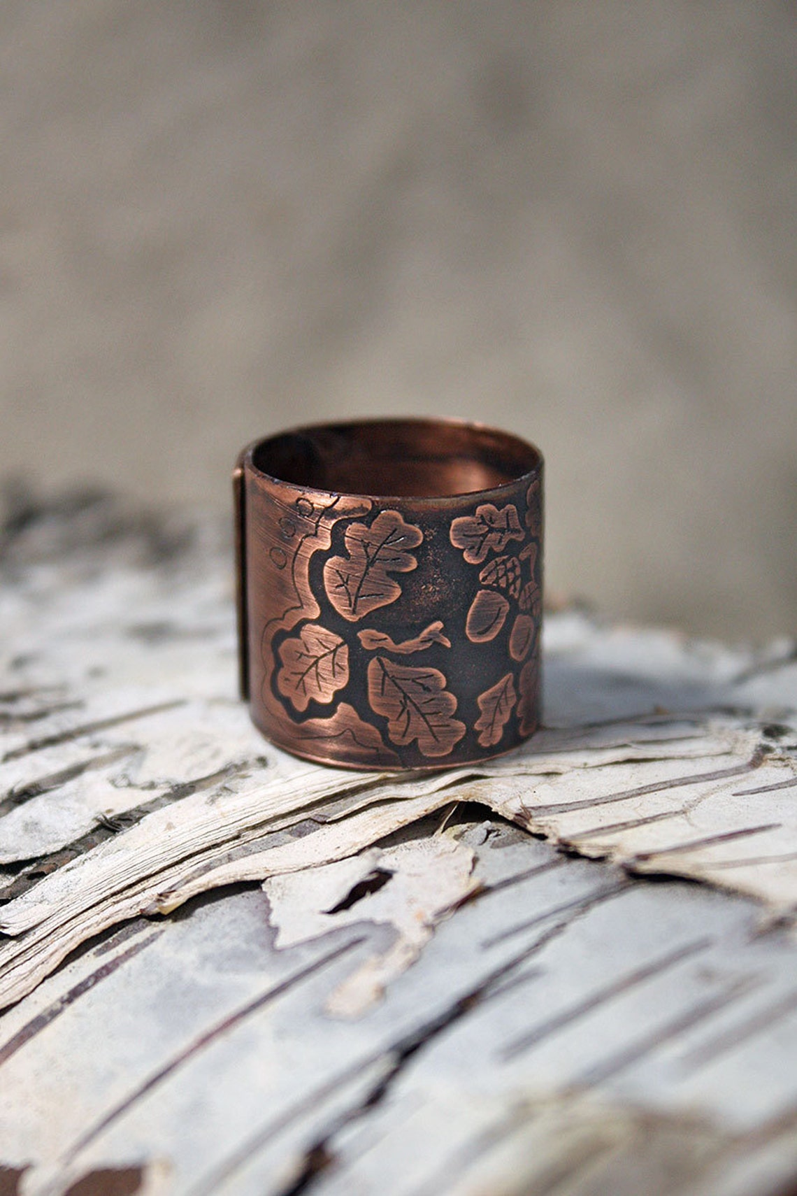 Copper Oak Ring - Acorn and Leaves Ring - Wicca Ring - Witch Ring ...