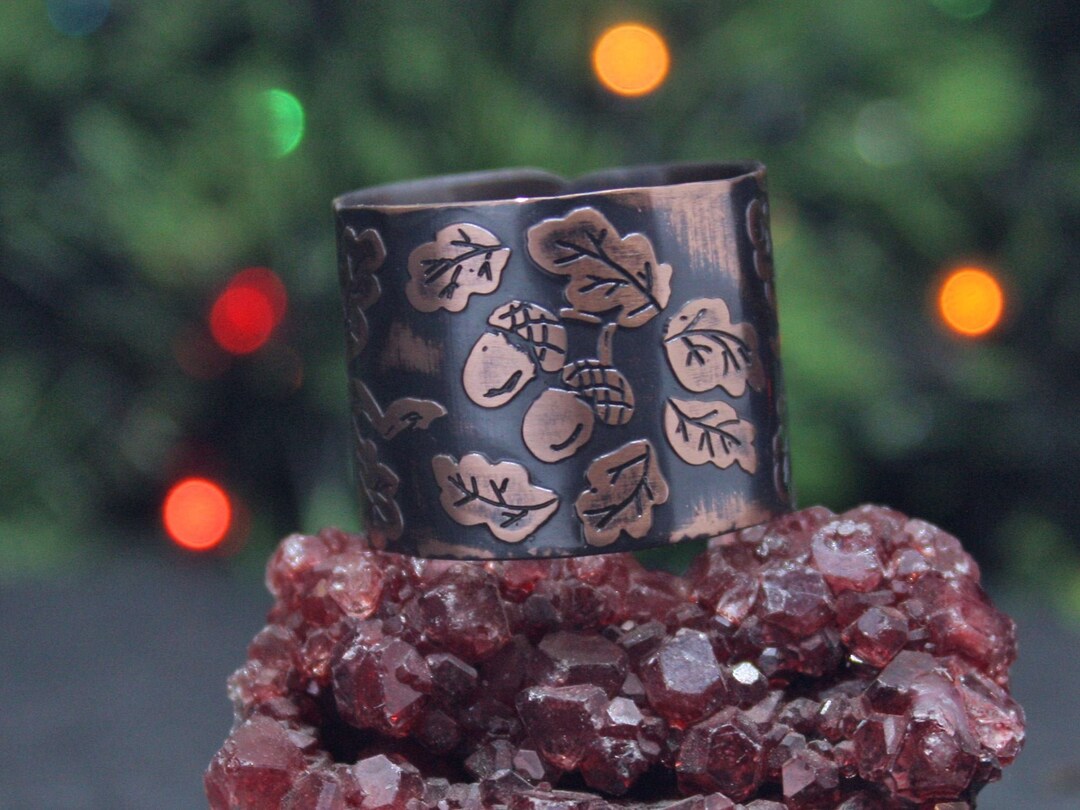 Copper Oak Ring - Acorn and Leaves Ring - Wicca Ring - Witch Ring ...