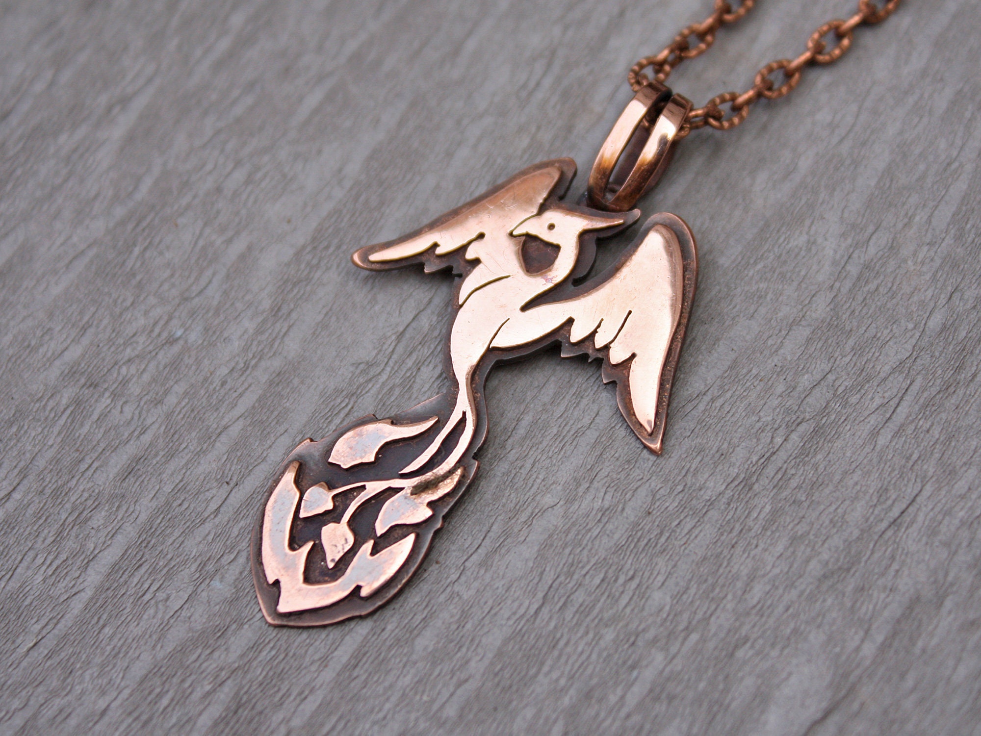 Phoenix Pendant Necklace Rebirth Necklace Fire Bird | Etsy