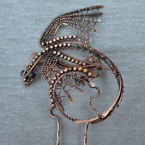 Copper Dragon Hairpin - Wirewrapped Dragon Hairpin With Labradorite ...