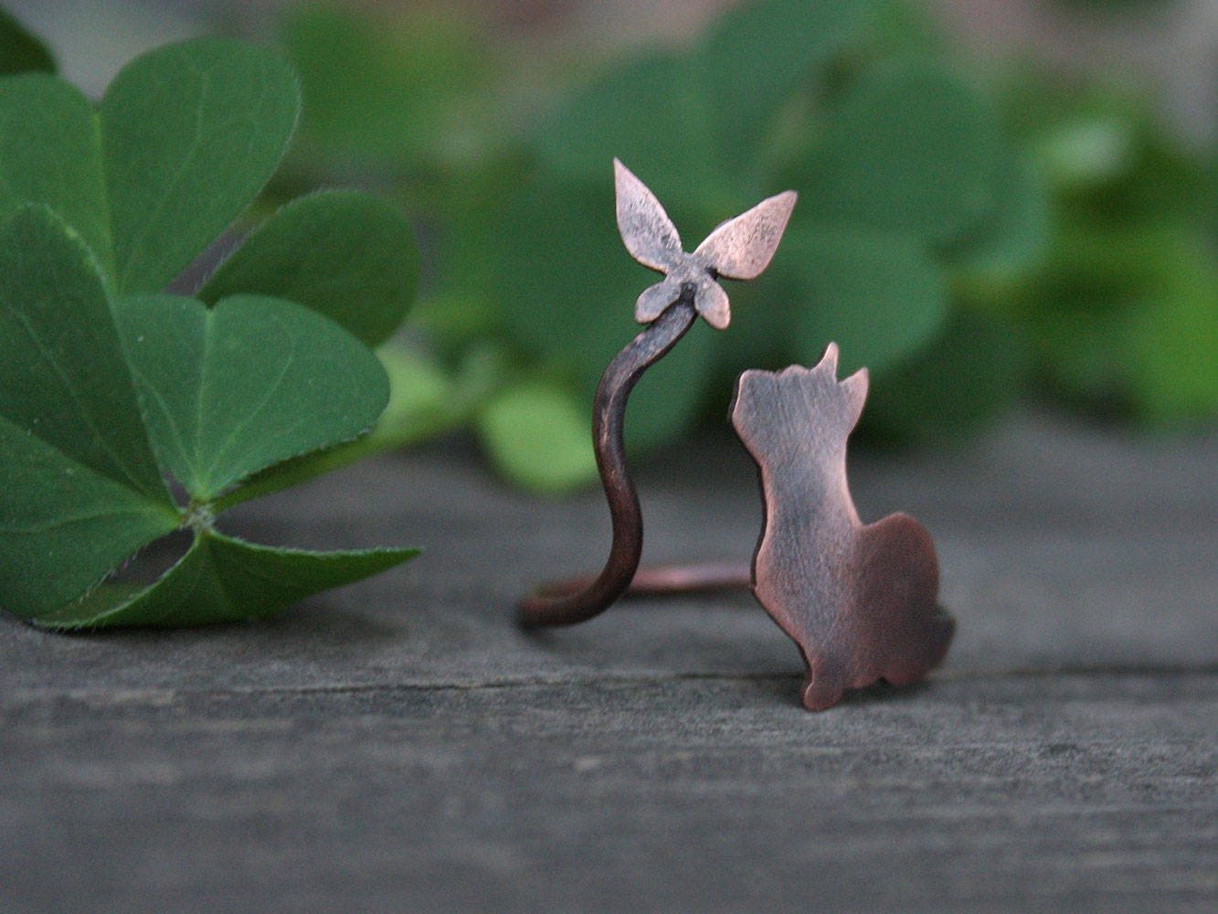 Cat Ring Kitty Ring Hunting Cat Ring Cat And Butterfly | Etsy