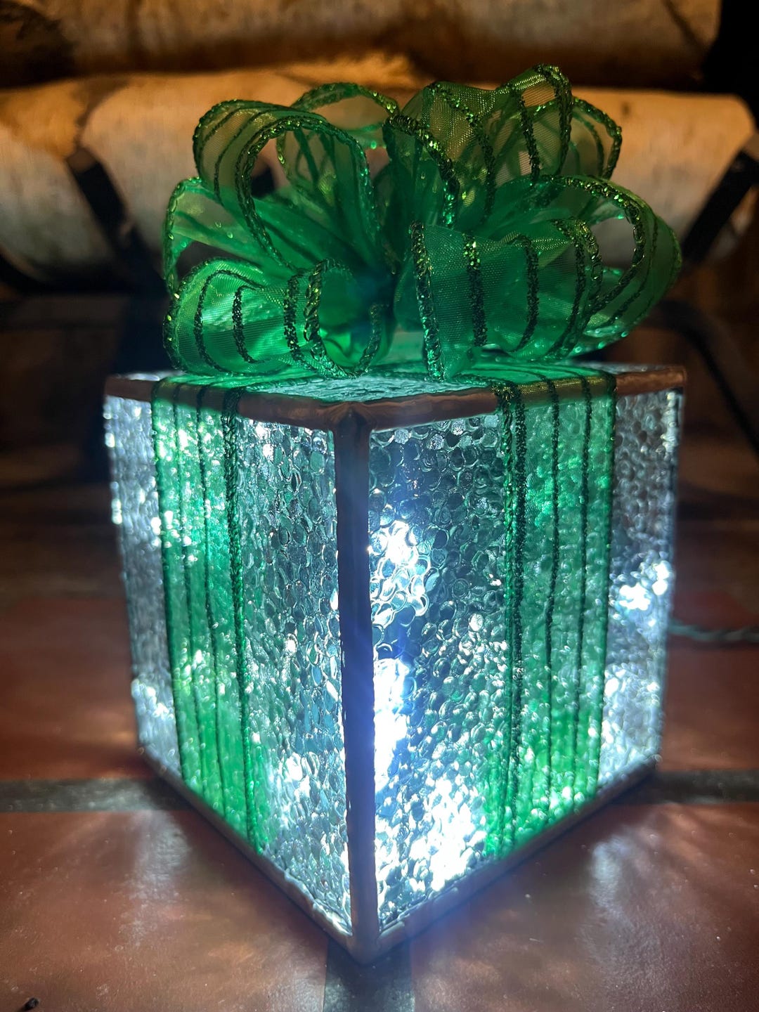 Stained Glass Light Box Sheer Green Ribbon/bow (S25-2) - Etsy