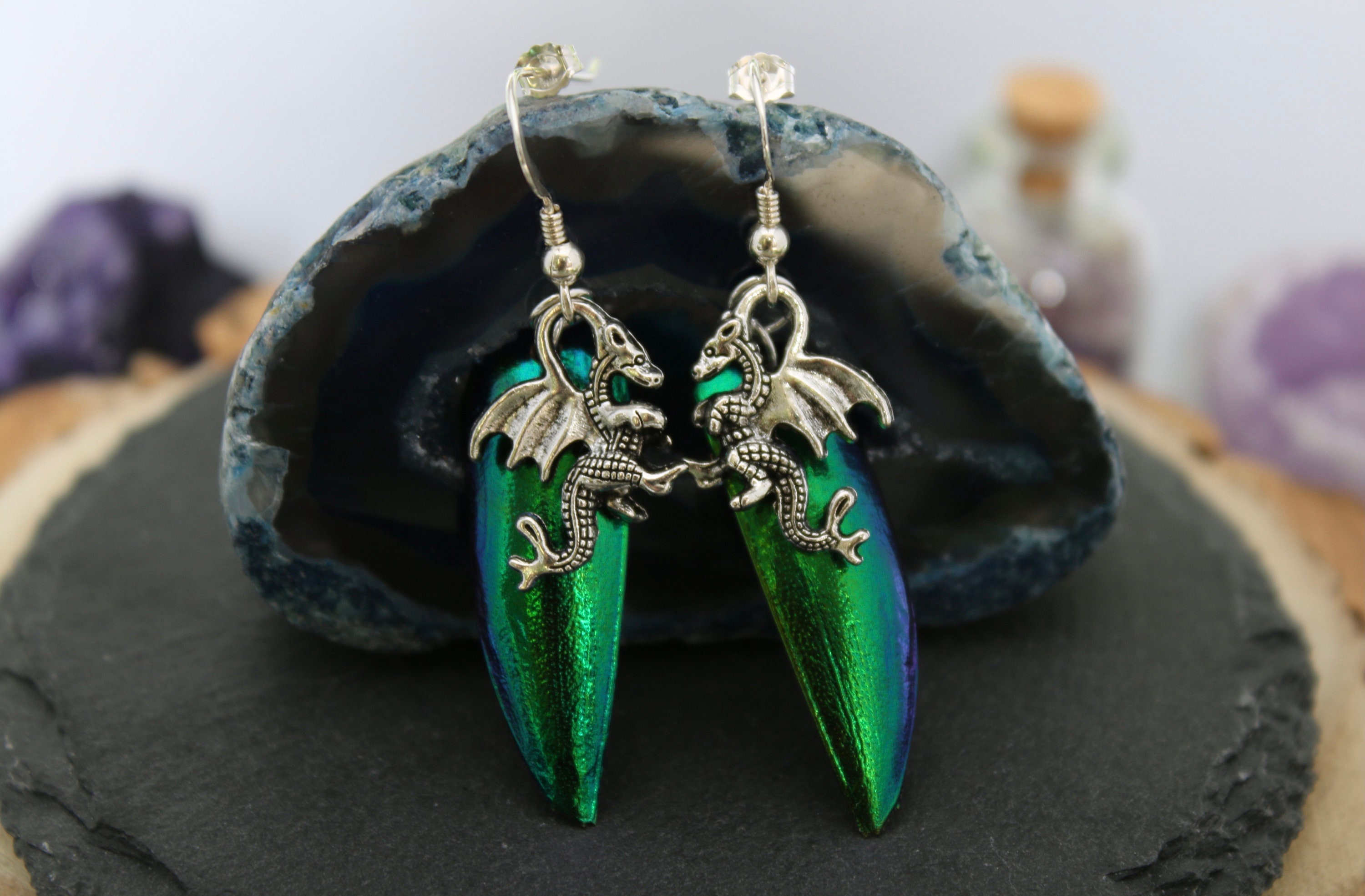 Dragon Scale Earrings - Icy Blue Shift - Etsy UK