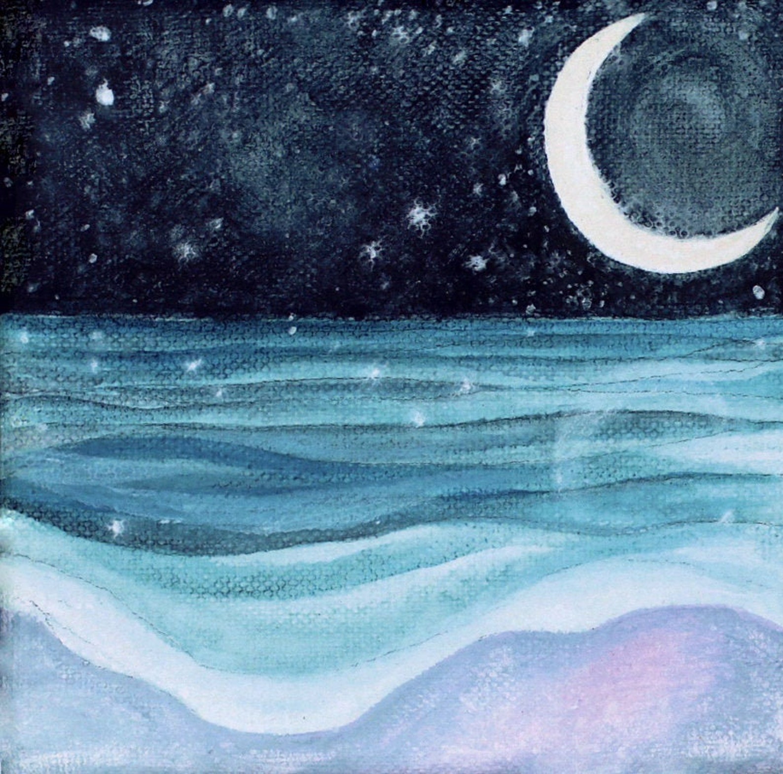 Moon Reflections Art Print Seascape Painting Moon Artwork - Etsy