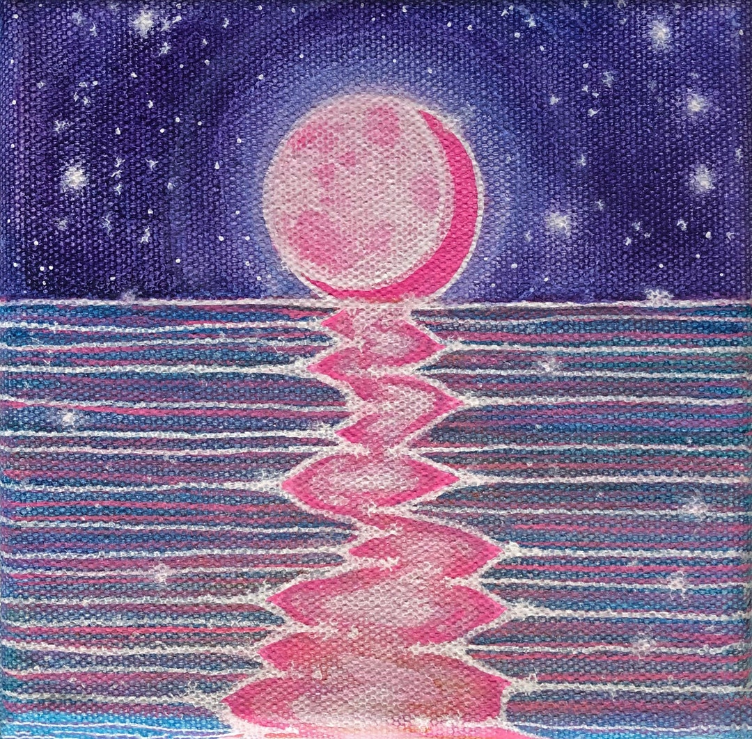 Pink Moon Rising, Acrylic Painting, Fine Art Print - Etsy UK
