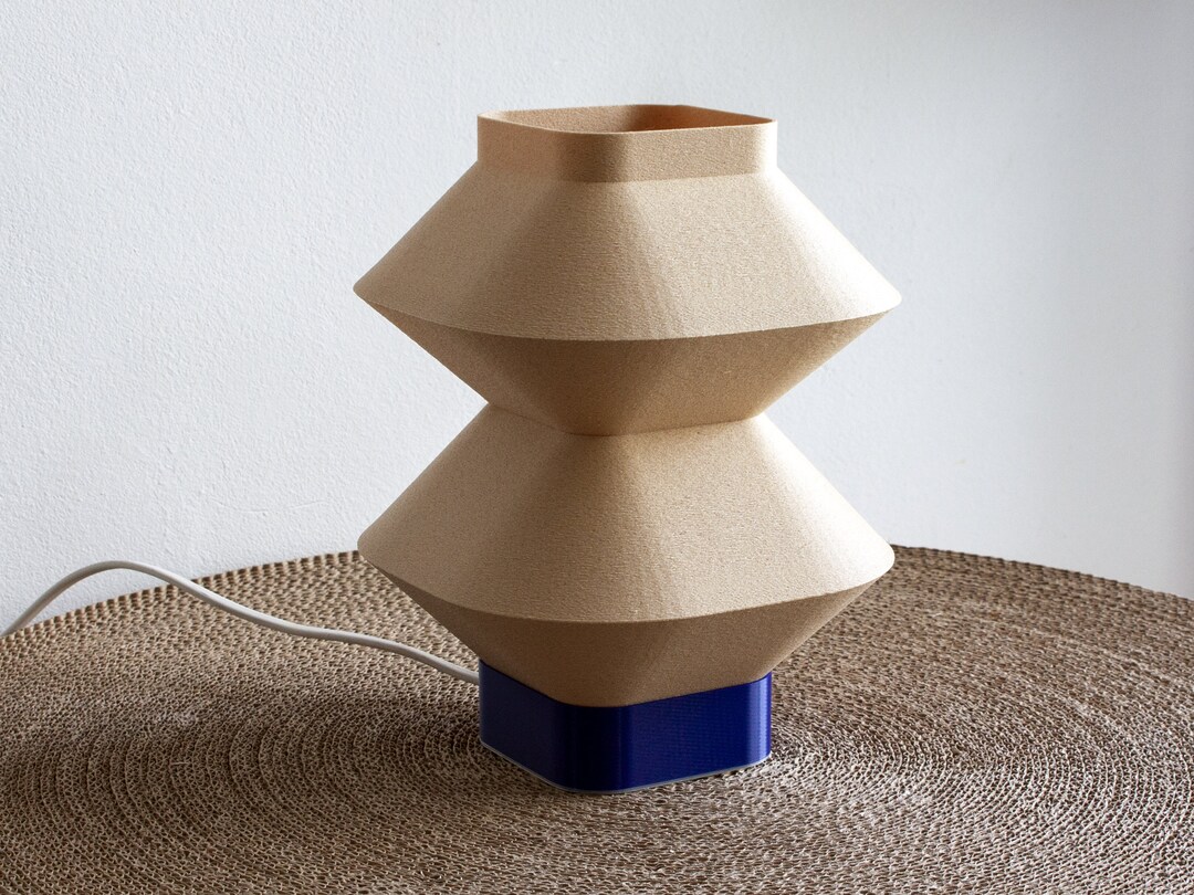 MINKA Oak Lamp: Indigo Base, Modern Bedside Lighting - Etsy