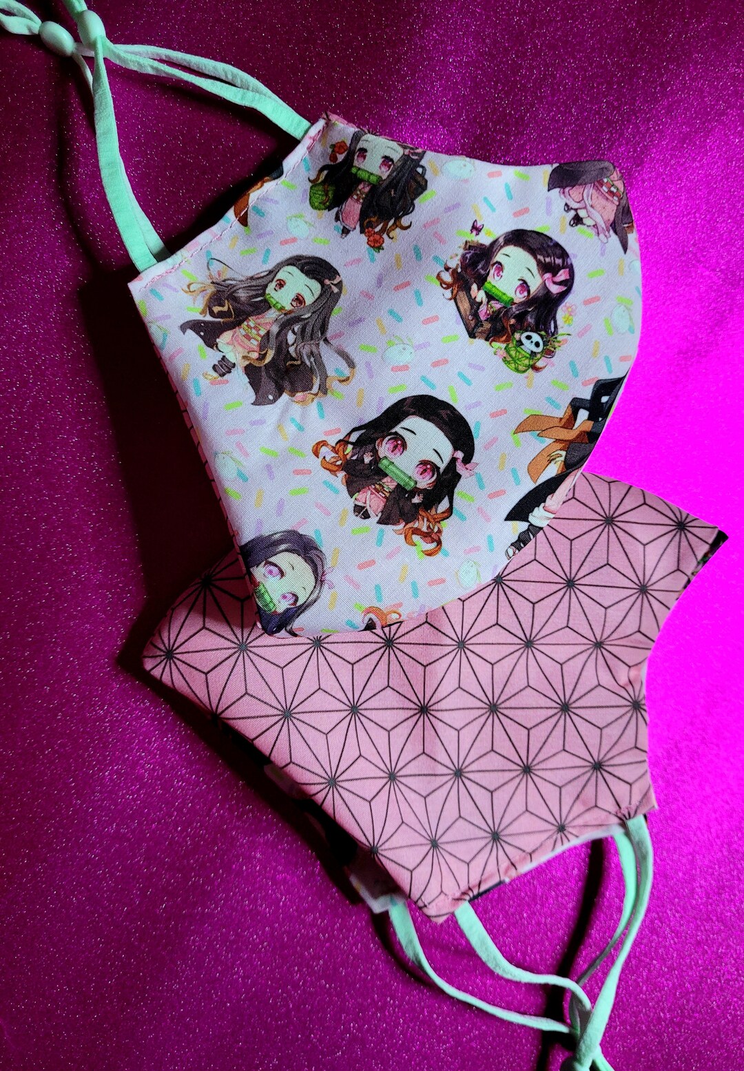 Demon Slayer / Kimetsu No Yaiba Nezuko Reversible Face Mask - Etsy UK