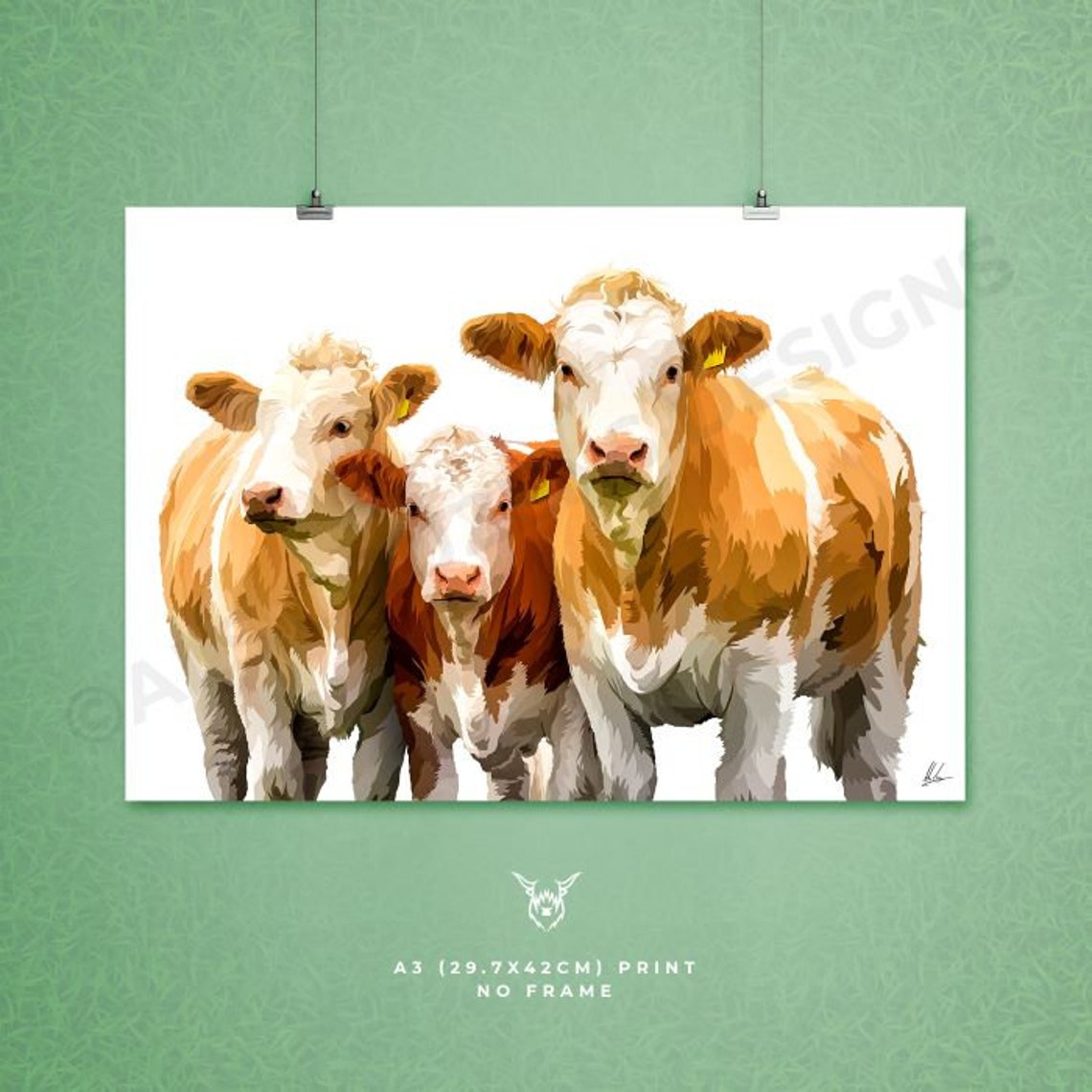 Simmental Cattle Art Print - Cattle Painting - Simmental Cows - Cow Art ...