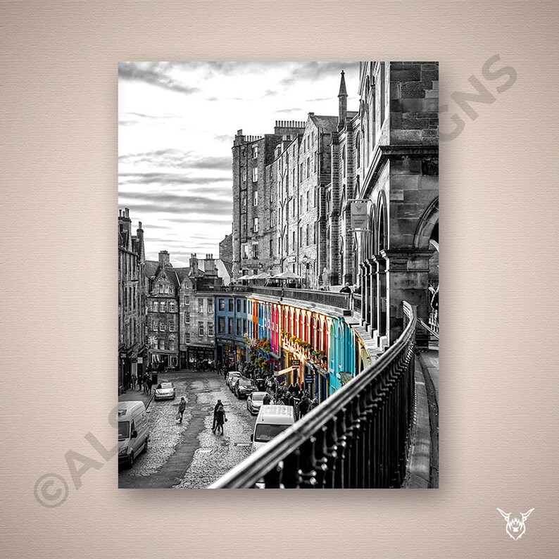 Edinburgh Art Print Colourful Victoria Street Scotland - Etsy UK