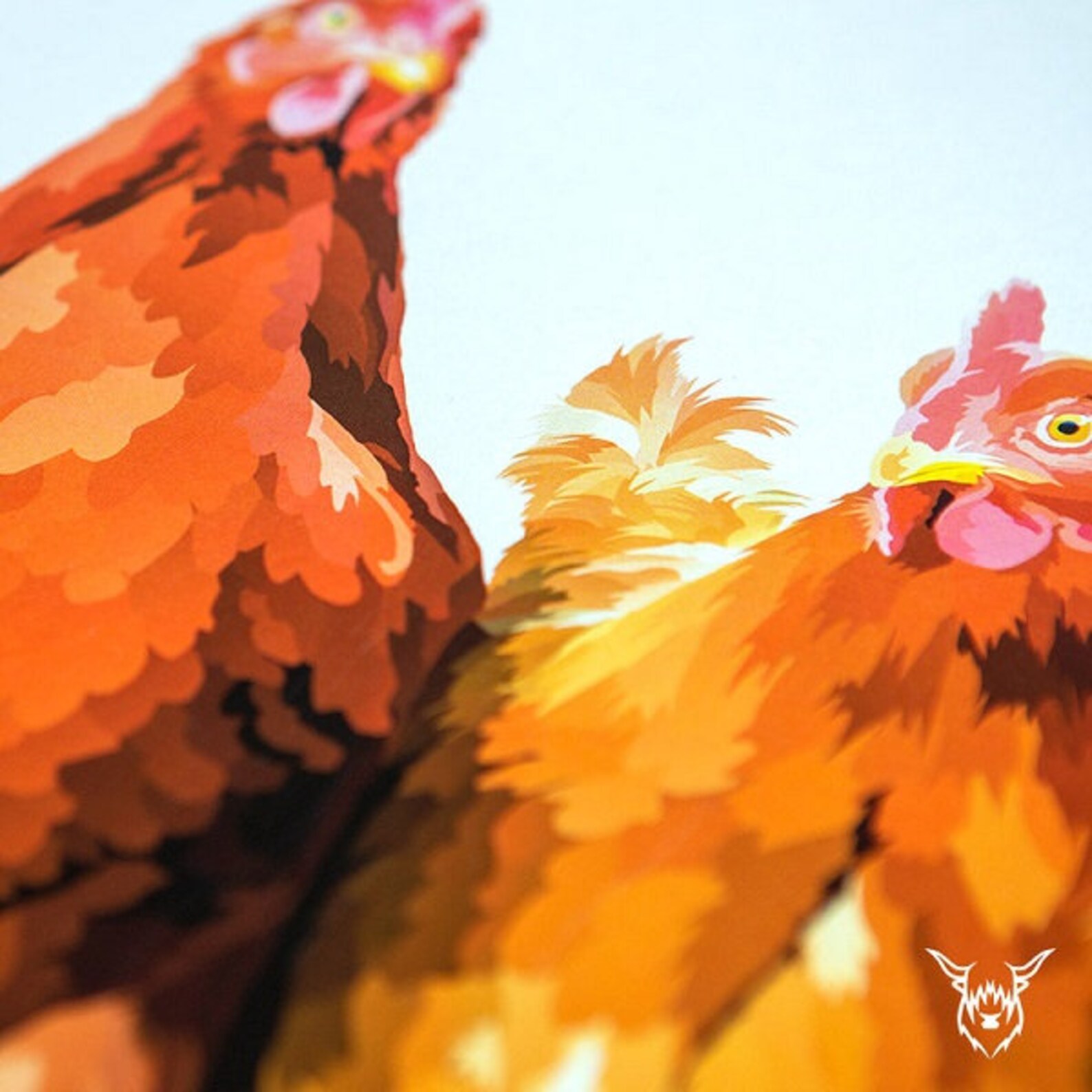 Chicken Print - Row of Chickens - Chicken Painting - Chicken ...