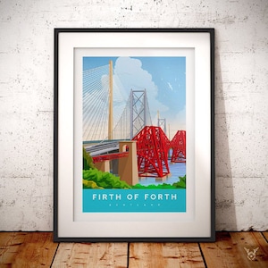 Forth Bridges Print - Three Bridges Print - Edinburgh Art - Travel Art ...