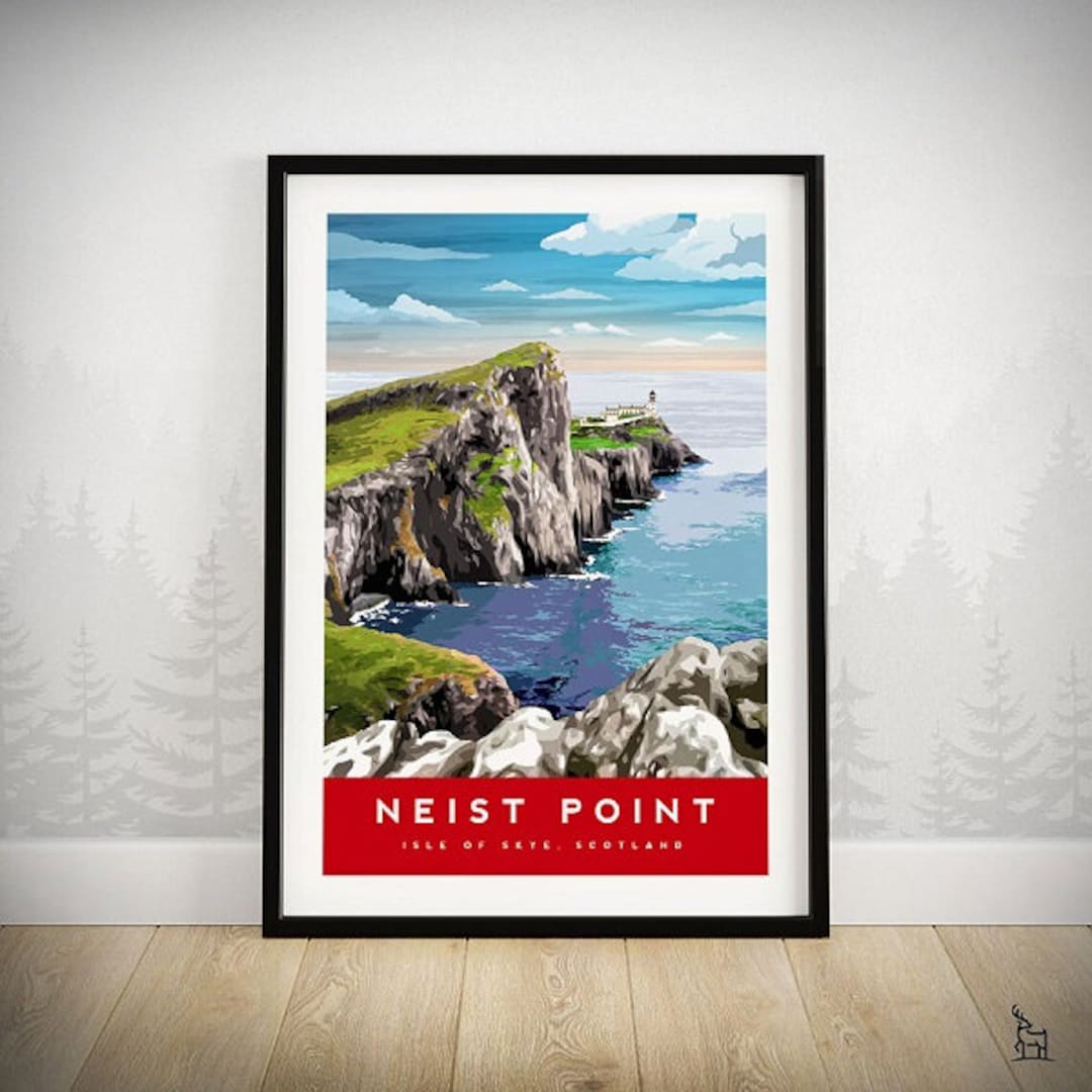Neist Point Lighthouse Print - Isle of Skye Painting - Scotland Travel ...