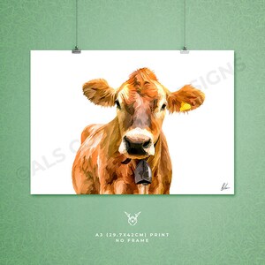 Jersey Cow Art Print - Jersey Cow Painting - Cattle Art Print - Jersey ...