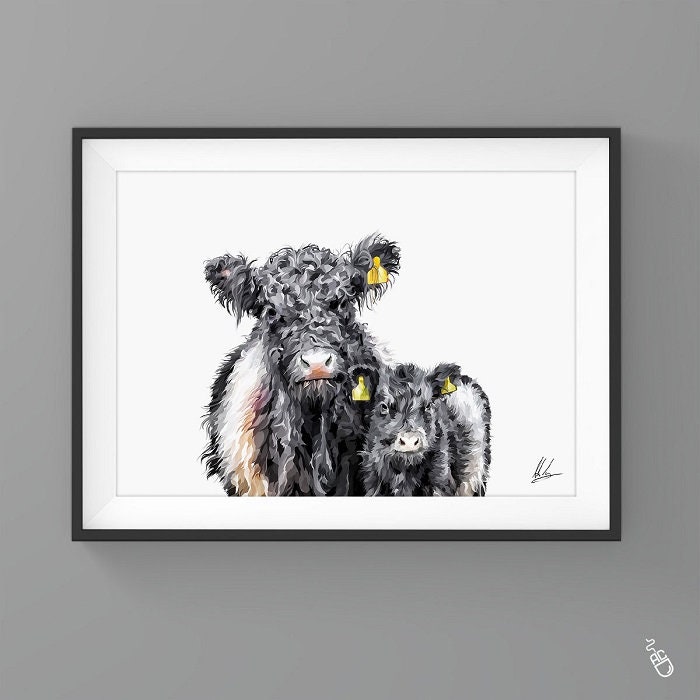 Belted Galloway Cow Art Beltie Cow Oreo Cow Cow Gifts - Etsy UK